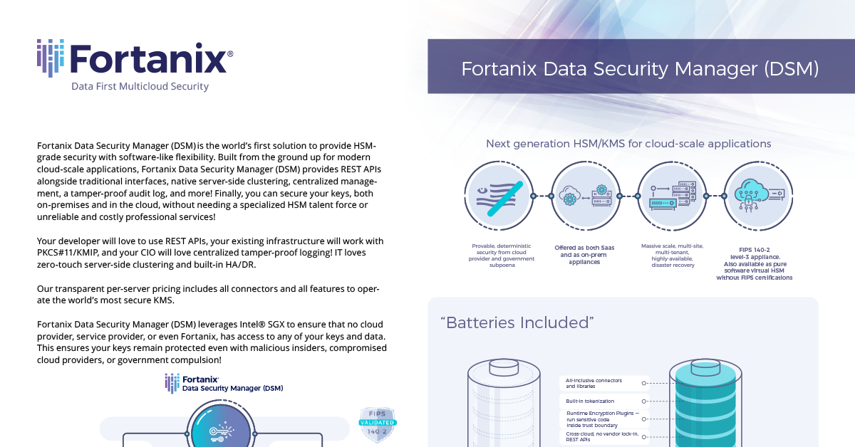 Fortanix Data Security Manager In One Page Datasheet